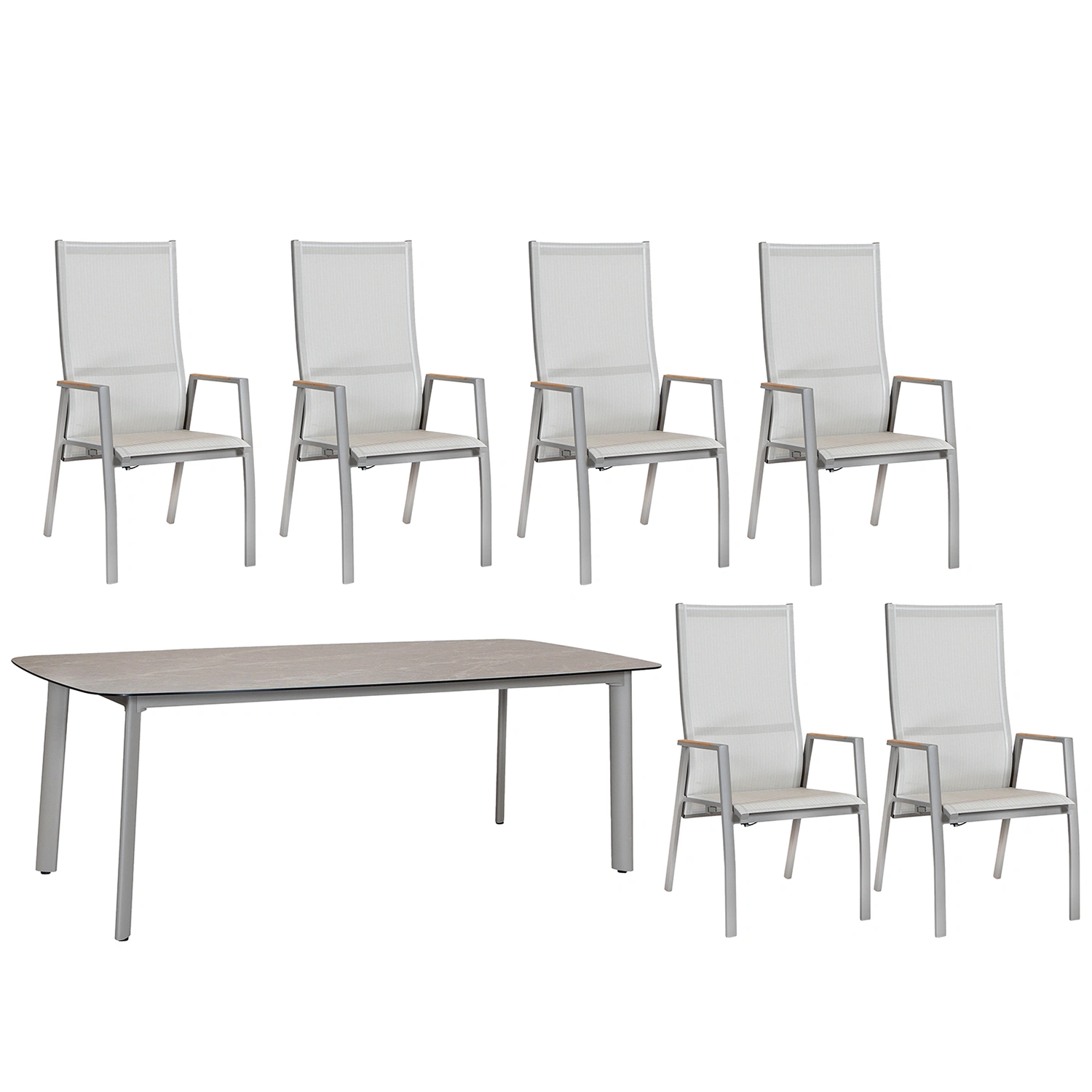 Dallas/Malton matgrupp khaki/greige - 6 stolar - 220x100 cm - Kila Möbler